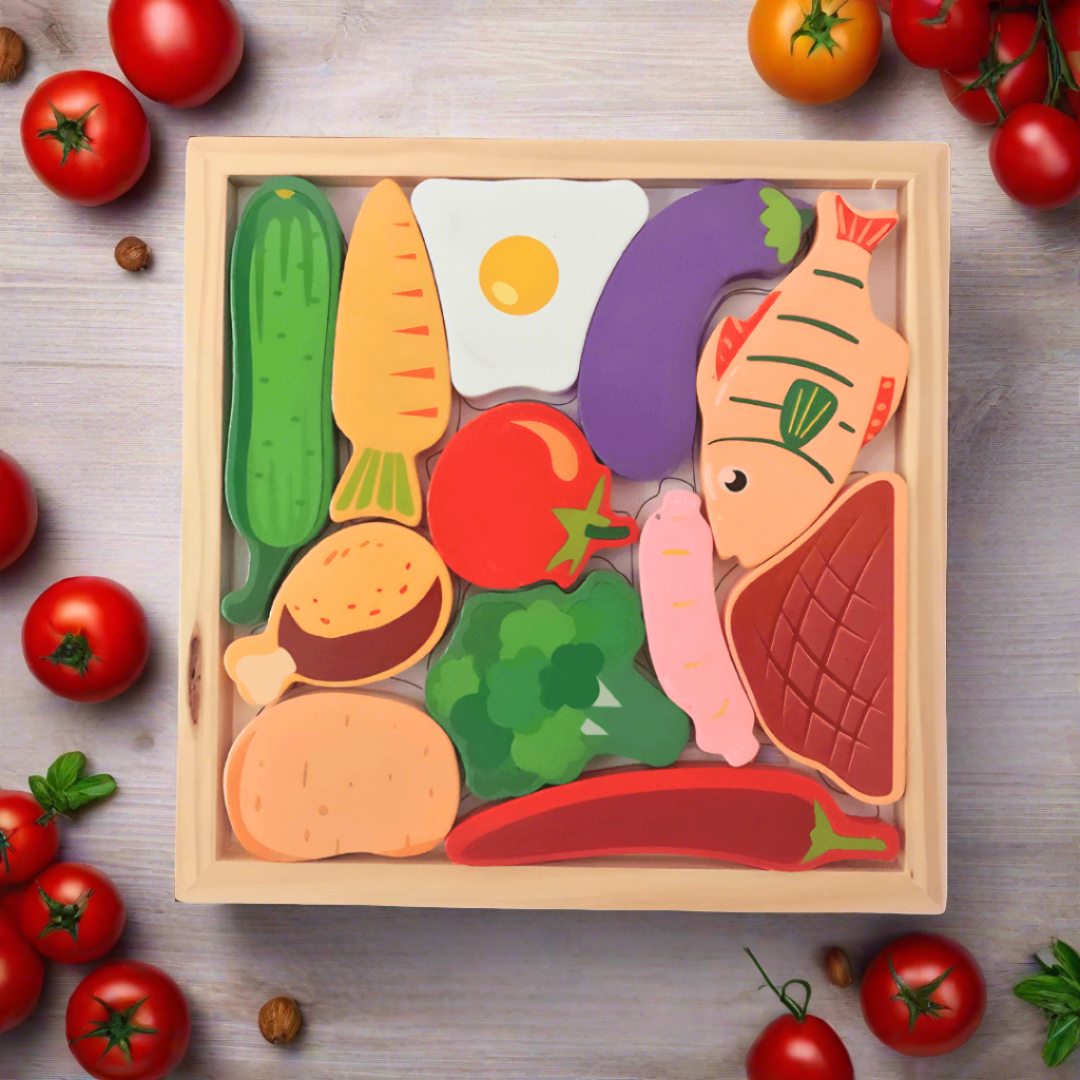12 Pieces Wooden Puzzle (Vegetables) – Kids Bestie