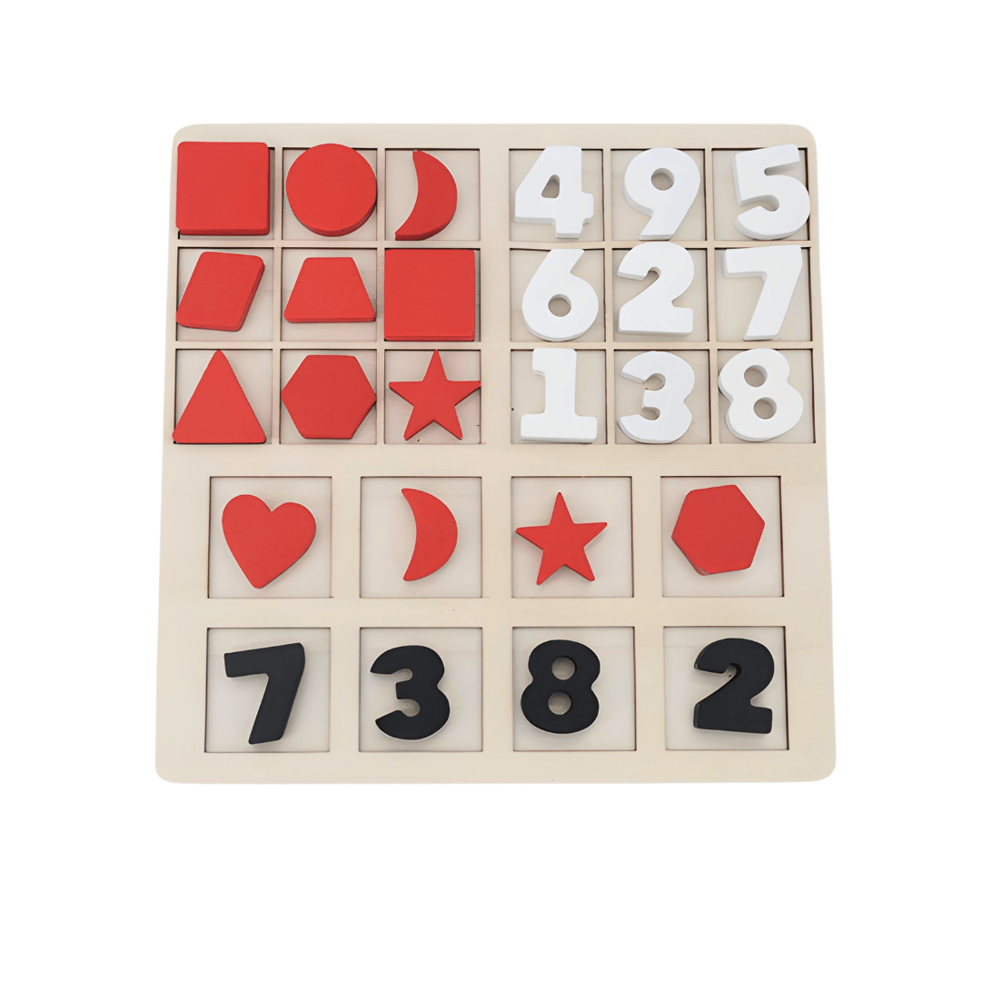 Wooden Geometric Number Matching Game – Kids Bestie