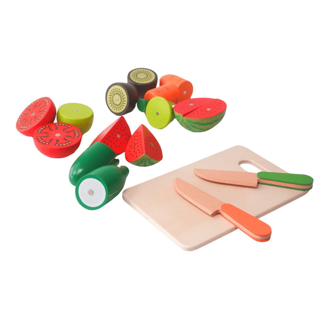 17-Piece Wooden Fruit Cutting Toy for Kids – Learn & Play – Kids Bestie