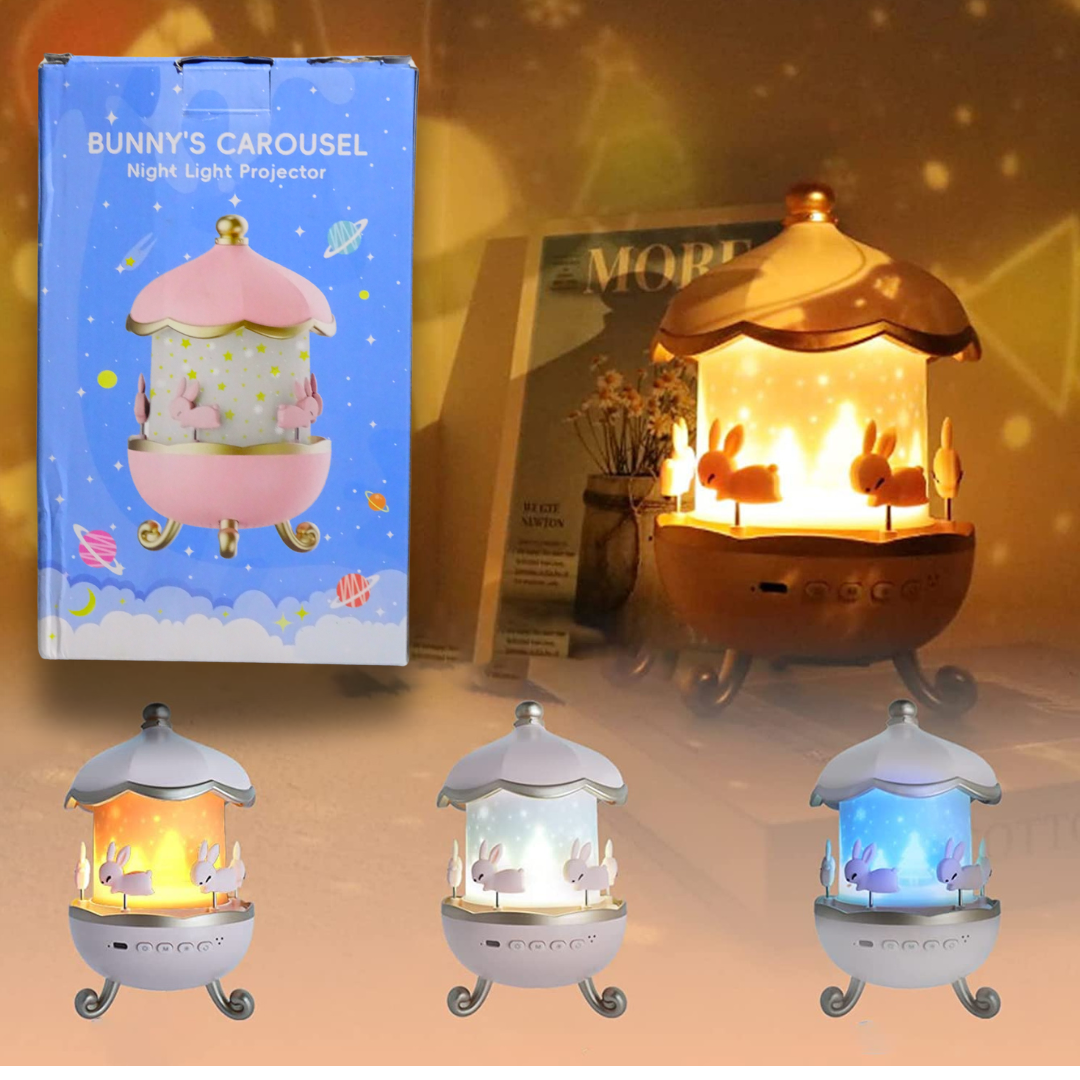 Children's Night Light Rabbit Sky Projector – 360° Rotating LED Galaxy ...