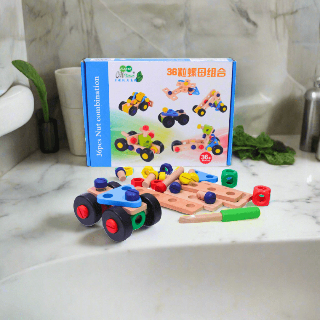 Build & Learn: 36-Piece Nut Construction Toy for Kids 3+ – Kids Bestie