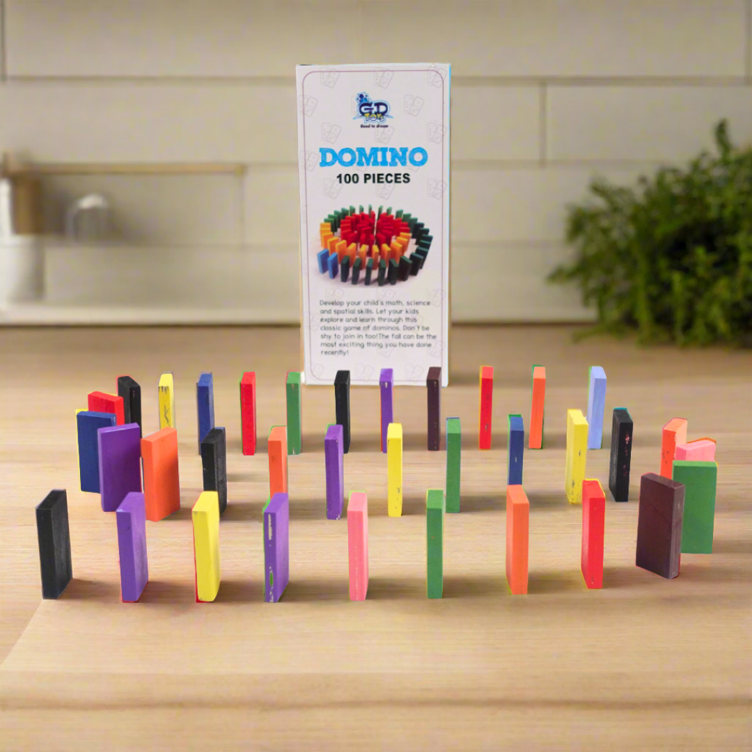 100-Piece Wooden Domino Set for Kids | Fun & Safe Learning – Kids Bestie