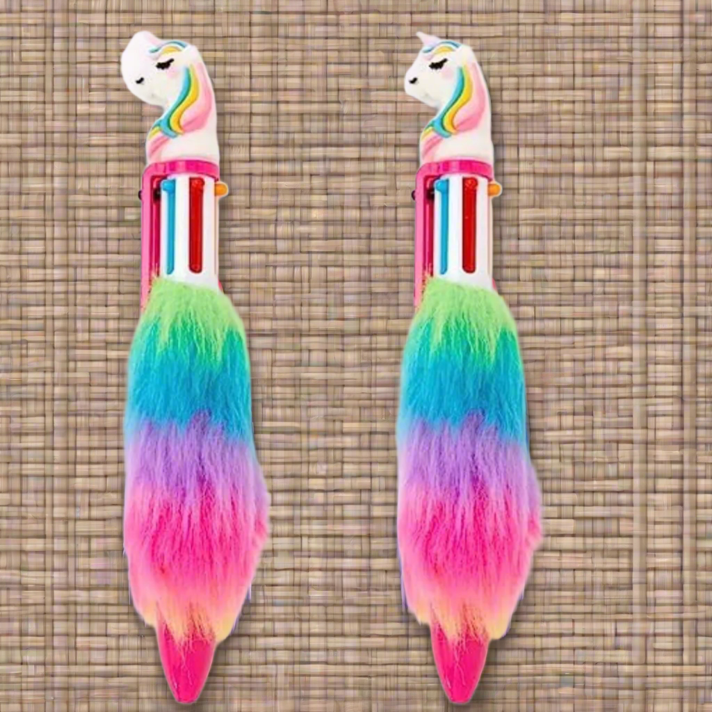 Unicorn Fur Ballpoint Color Pen For Kids-Set of 2 – Kids Bestie
