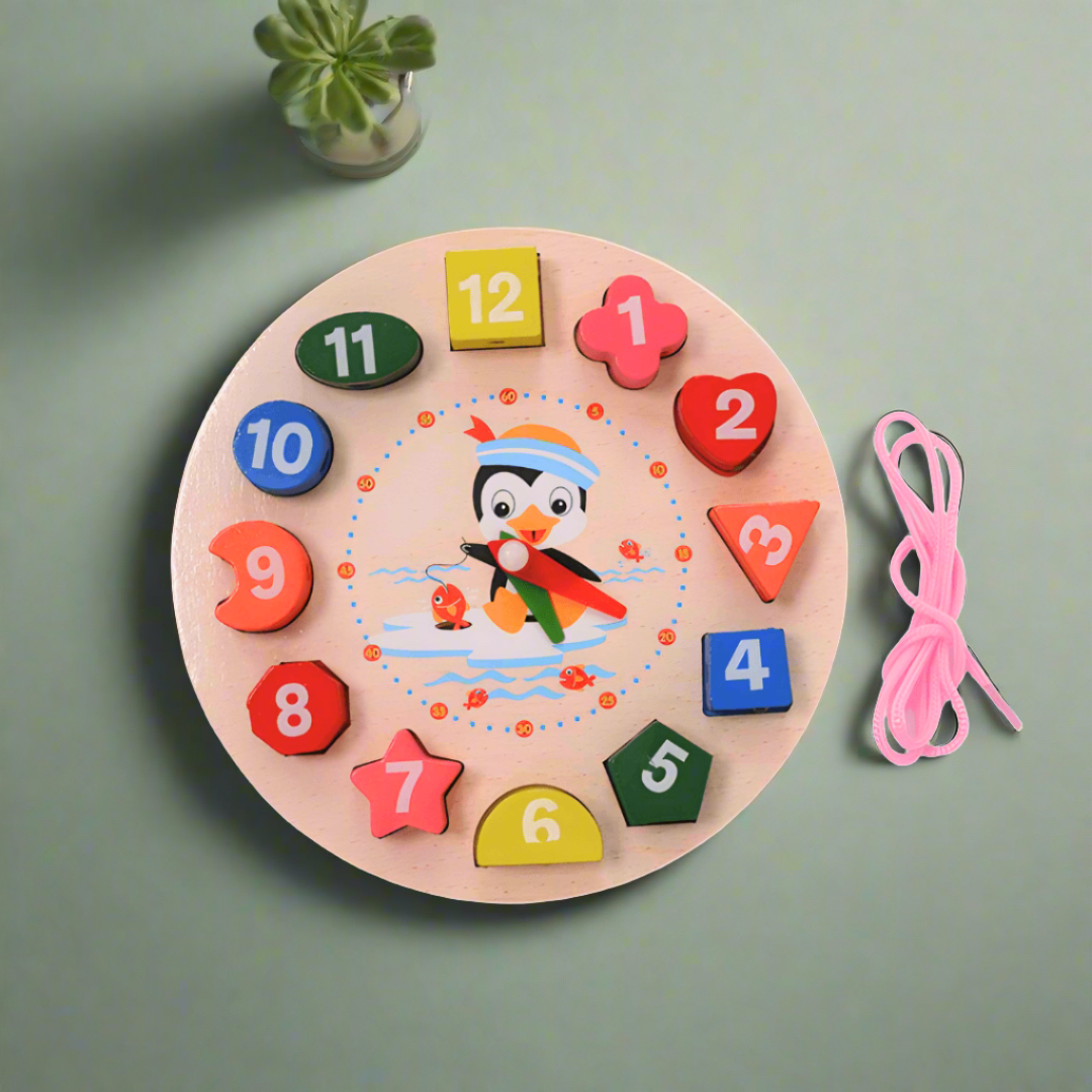 Fun Wooden Learning Clock - Teach Kids Time & Shapes! – Kids Bestie