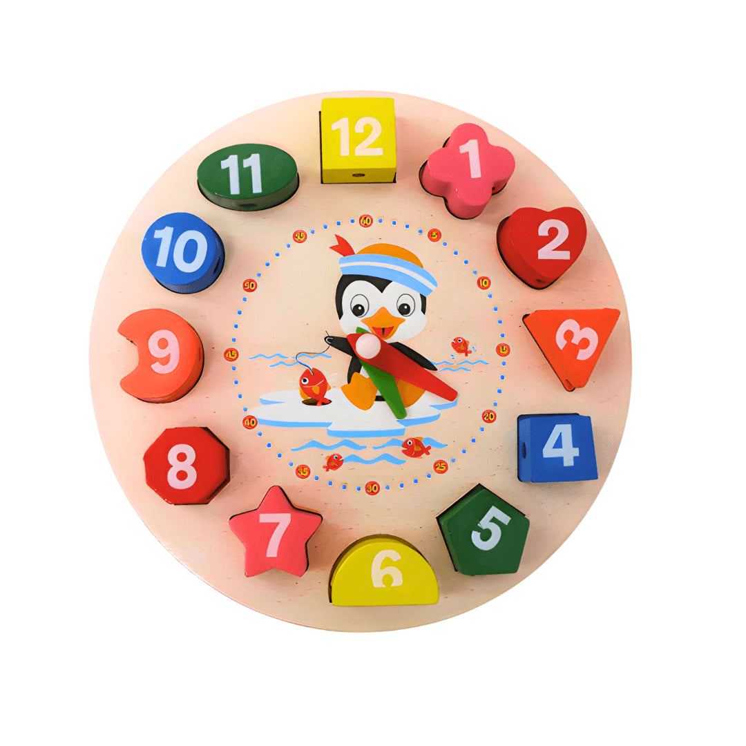 Fun Wooden Learning Clock - Teach Kids Time & Shapes! – Kids Bestie