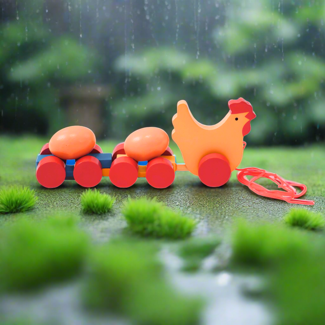 Buy Wooden Hen Pull-Along Toy with Musical Eggs – Fun for Babies ...