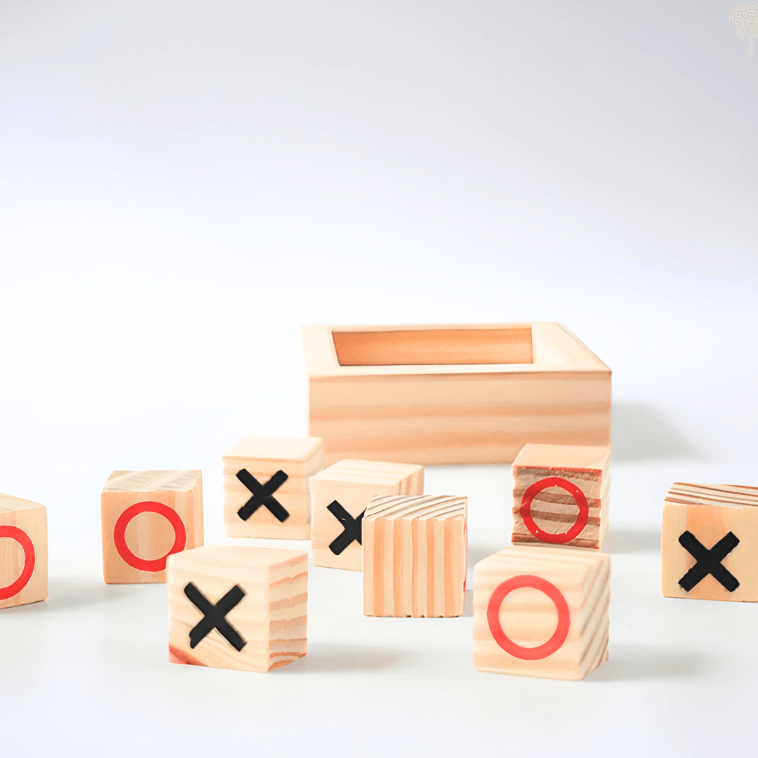Mini Wooden XOX Tic Tac Toe Zero Cross Game Board Brain Game Board for ...