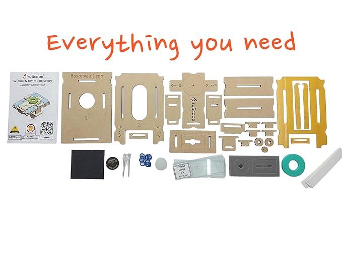 SiruScope 300x Zoom Wooden Microscope | Science DIY Kit – Kids Bestie