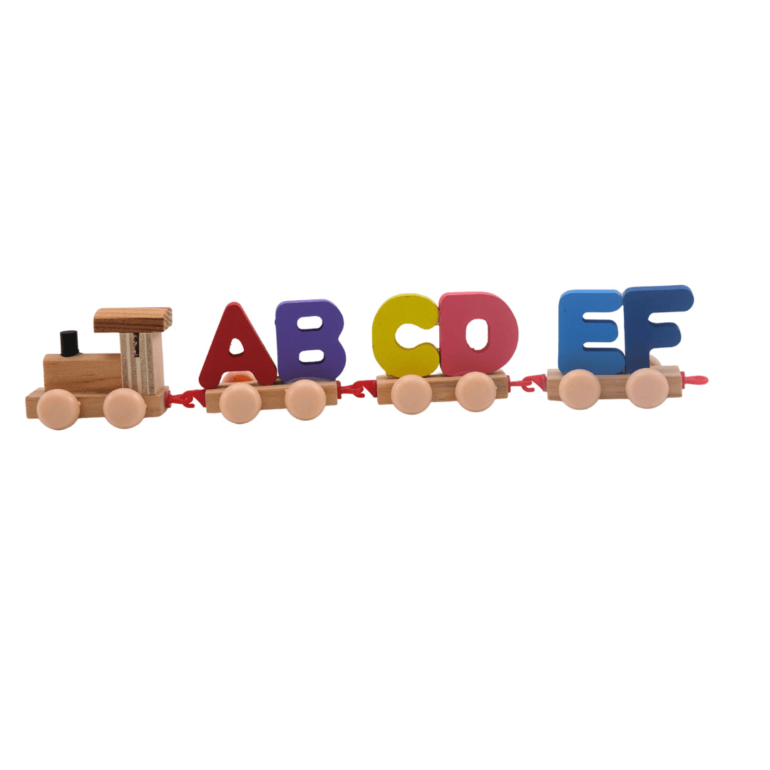 Wooden Alphabet Letters Train A-Z English Vocabulary Building Train Se ...