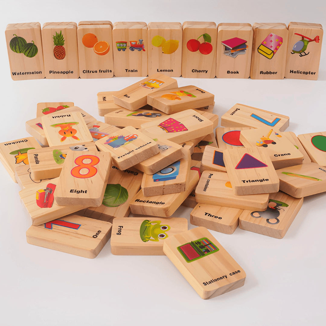 Wooden Dominoes Puzzle Learning Toy – Kids Bestie